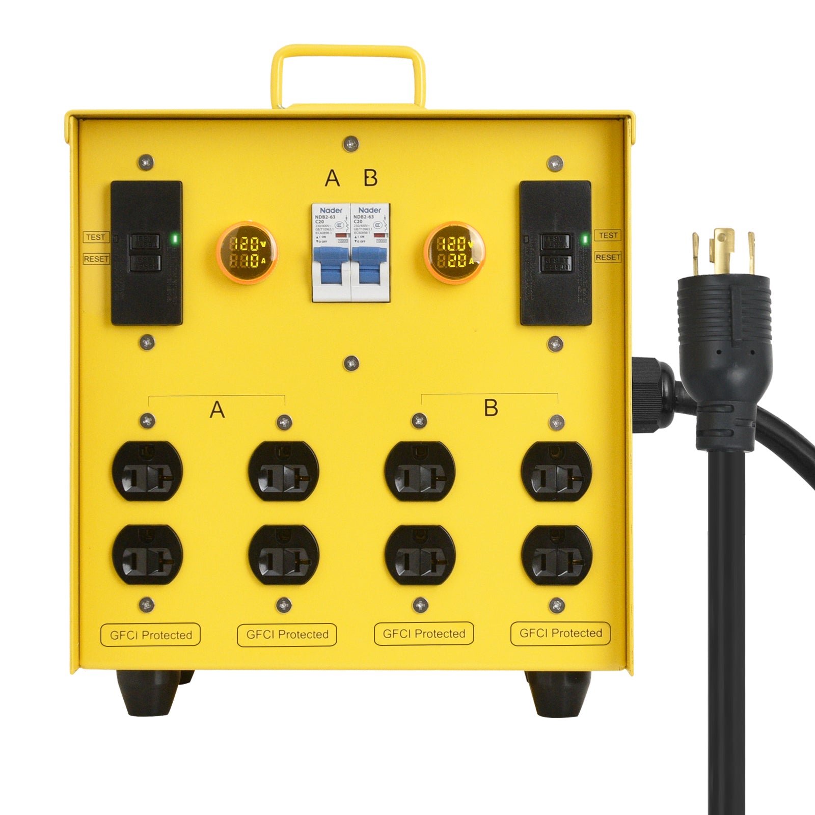 30-Amp Portable Power Center, Split 240VAC Input into 2 Separate 120VA ...